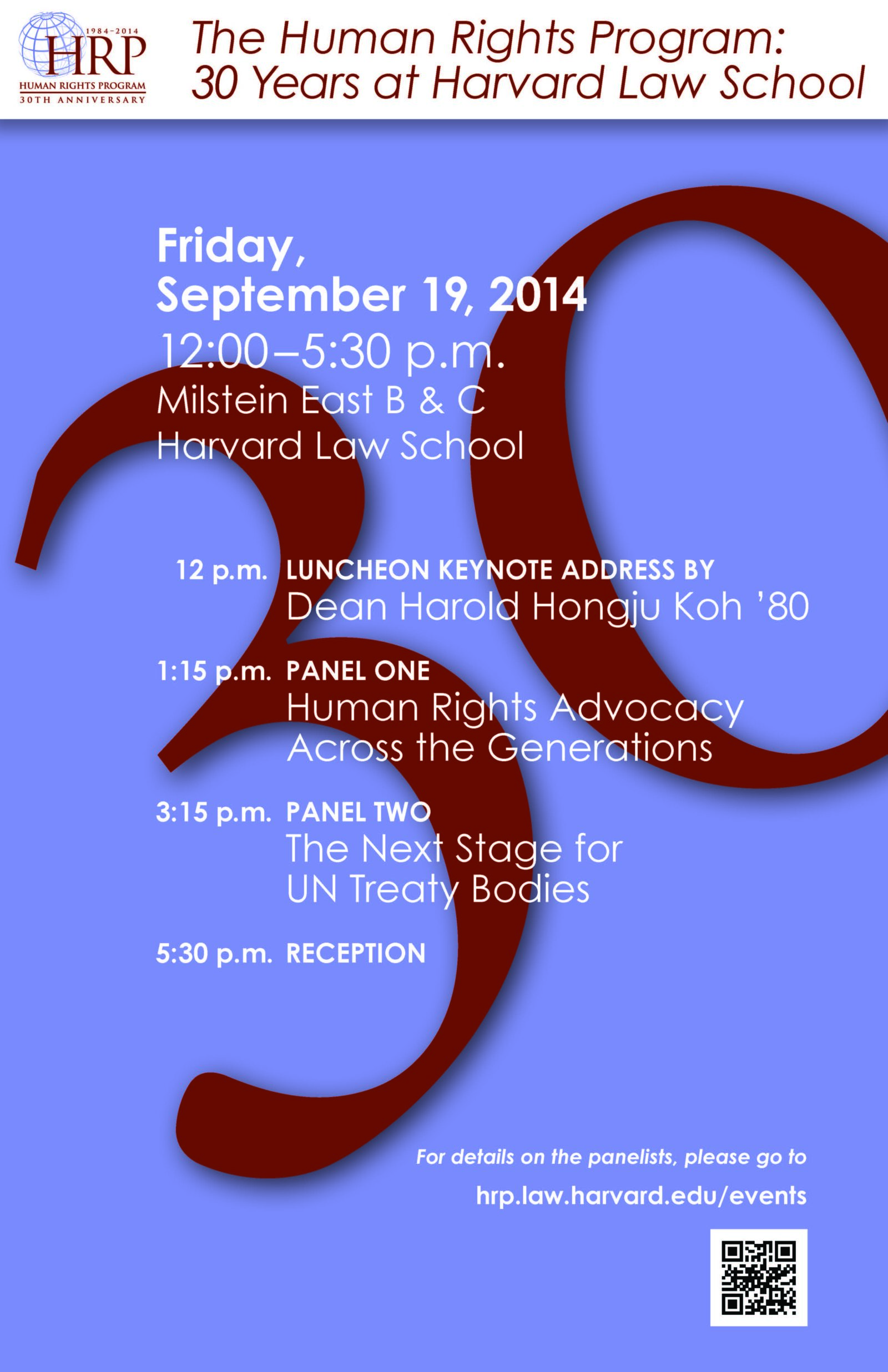 Tomorrow, Sept. 19: Human Rights Program 30th Anniversary Event ...